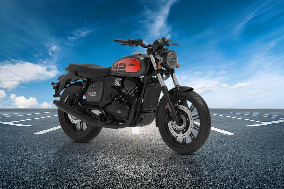 Jawa 42 FJ Dual Channel Deep Black Matte Red Clad On road Price ...