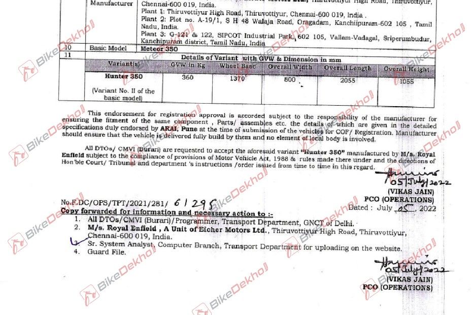 Royal Enfield Hunter 350’s Specs Leaked | BikeDekho