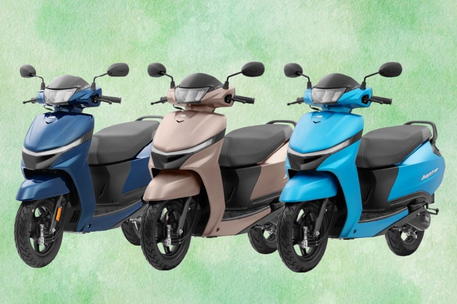 2024 TVS Jupiter 110 Colours Explained: Starlight Blue Gloss, Titanium Grey Matte, Lunar White ...