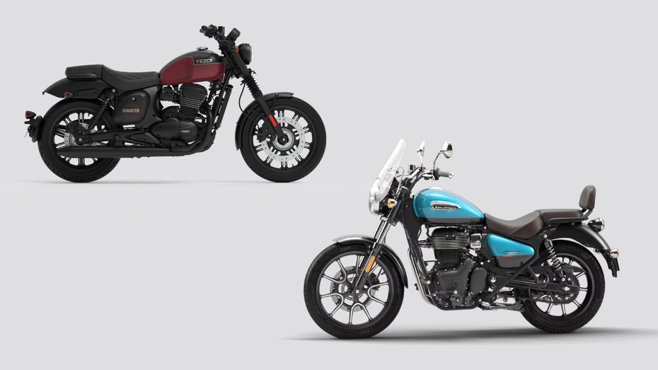 2025 Yezdi Roadster vs Royal Enfield Meteor 350: All Specifications Compared | BikeDekho