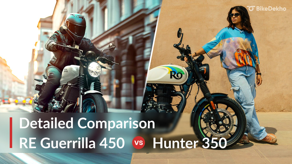 Royal Enfield Guerrilla 450 vs Hunter 350: Top 5 Differences | BikeDekho