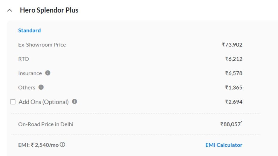 Hero Splendor Plus Cheapest Variant On-road Price In Delhi, Chennai ...