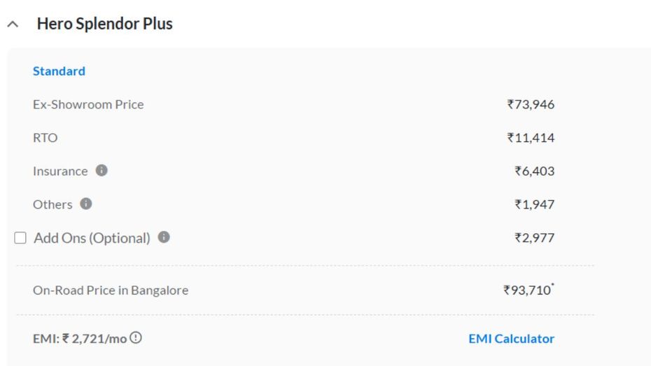 Hero Splendor Plus Cheapest Variant On-road Price In Delhi, Chennai ...